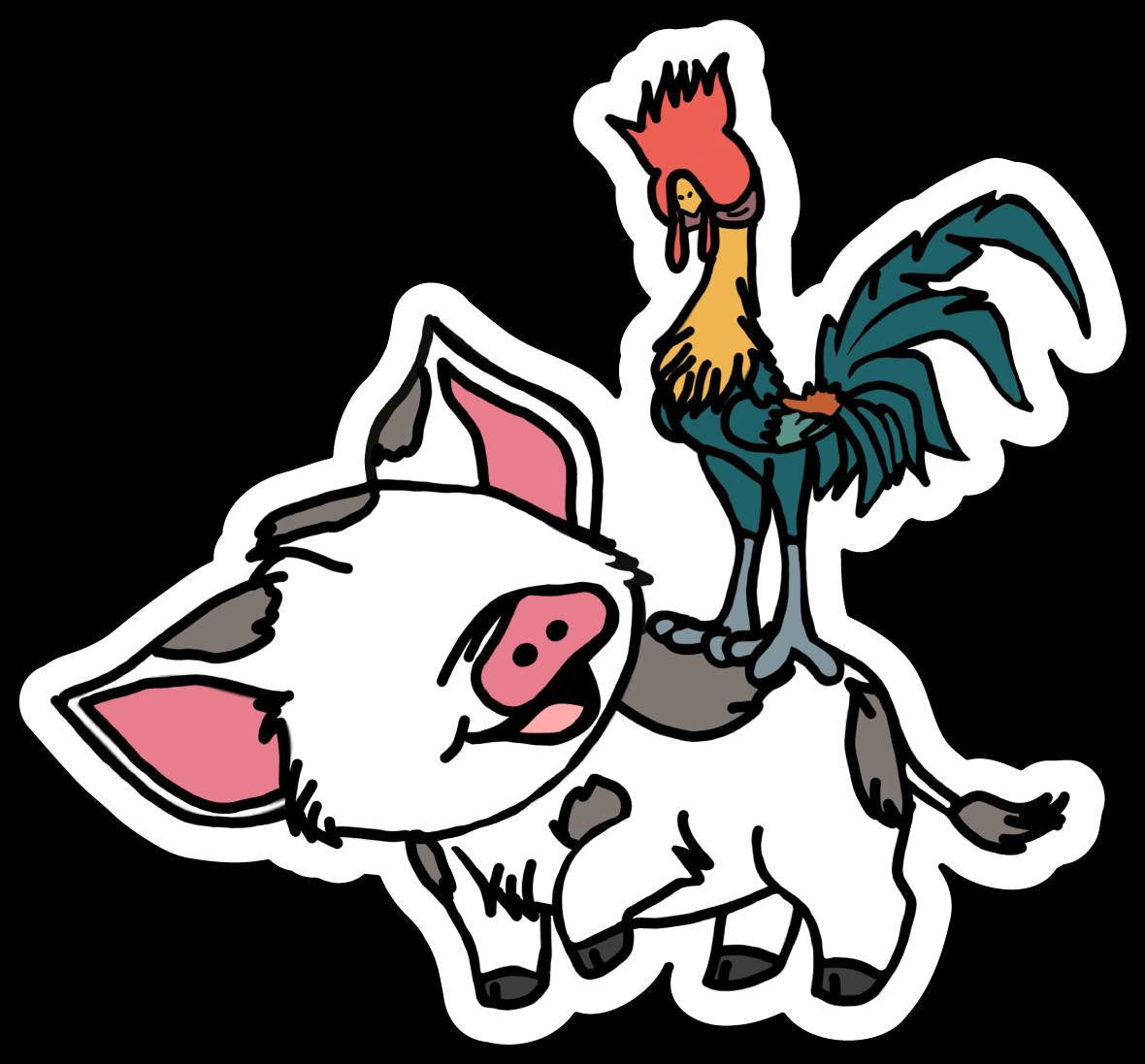 Hawaiian Pig and clumsy chicken doodle Magnet – OnceUponaTeeShirt